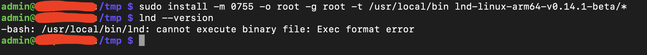 -bash: /usr/local/bin/lnd: cannot execute binary file: Exec format error · Issue #843 ...