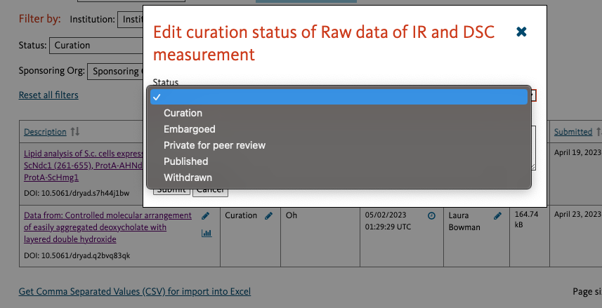 Dataset, correct status not displaying or being recognized · Issue #2506 · datadryad/dryad ...