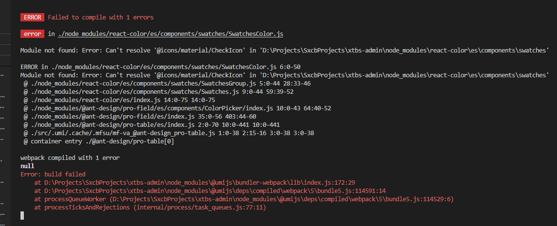 🧐[问题 | question]老项目，umi@3的，Module not found: Error: Can't resolve '@icons/material/CheckIcon ...