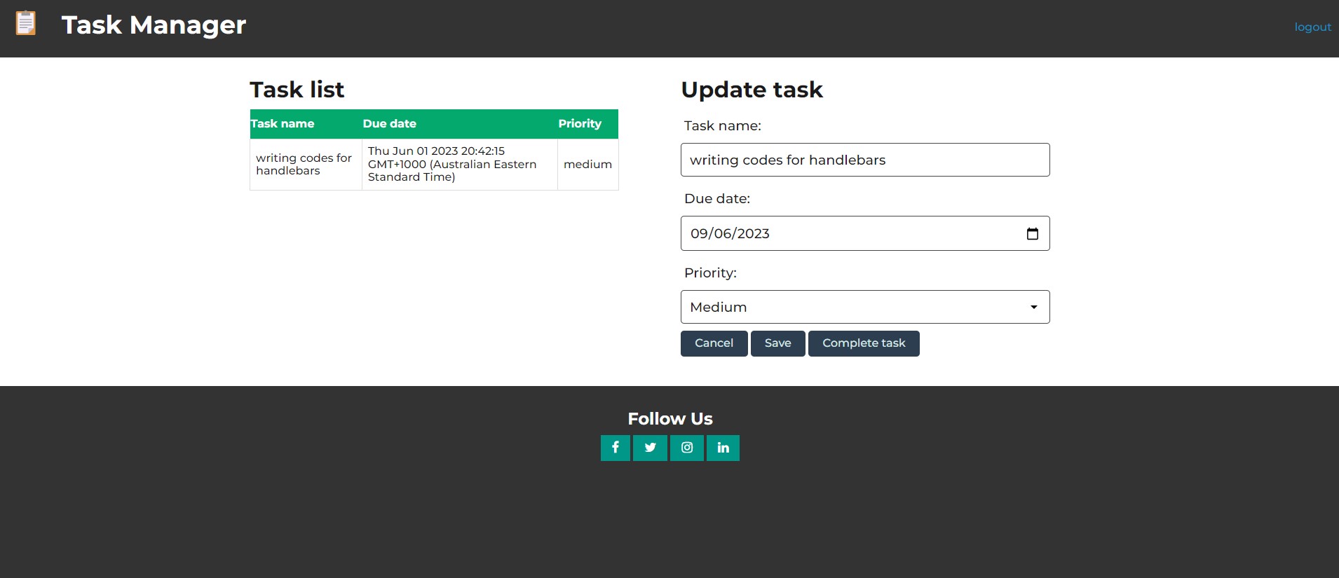 GitHub - troy-earle/Task_Manager: Project 2 - Group 6 task manager tool