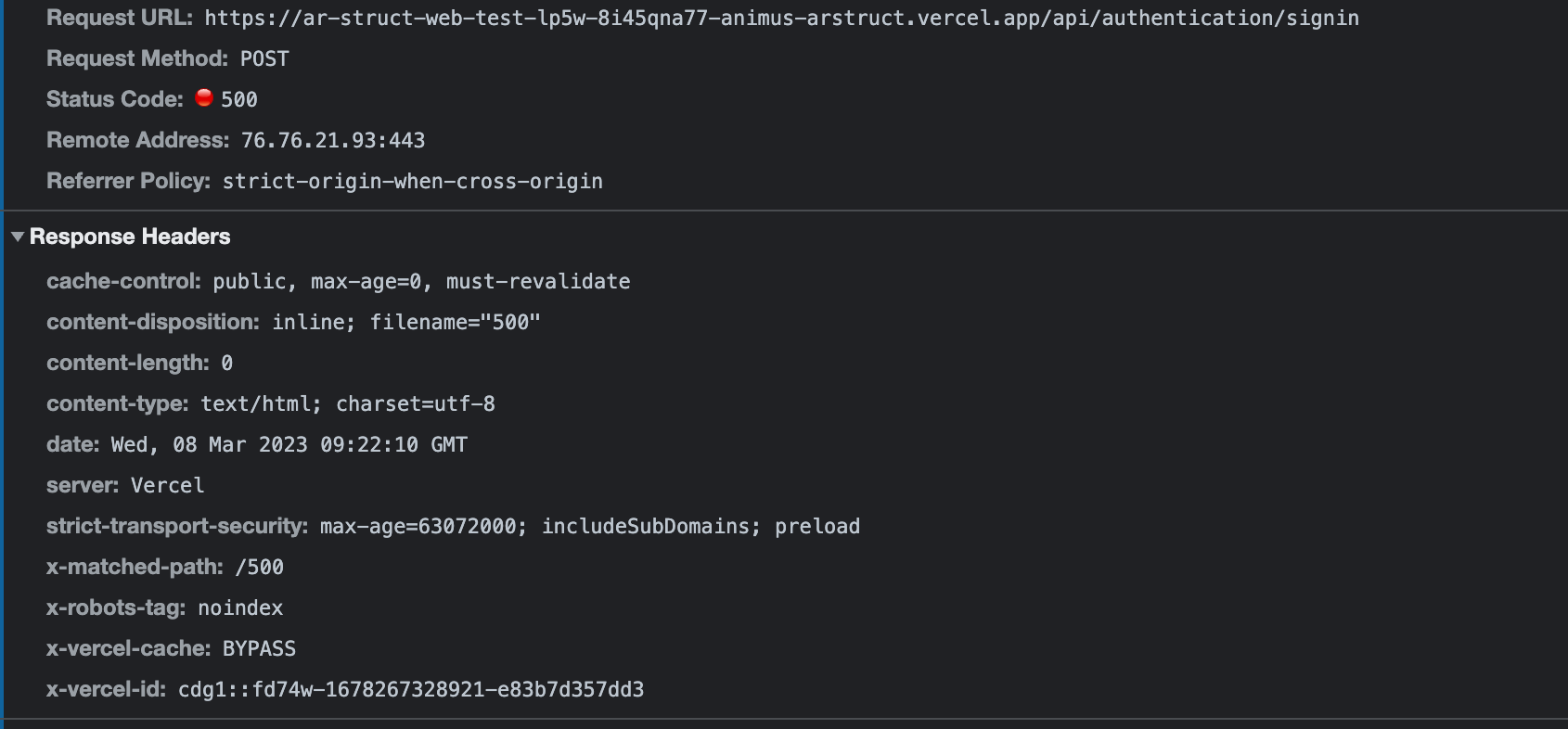 After deployment api route give back code 500 and error message unexpected end of json input ...