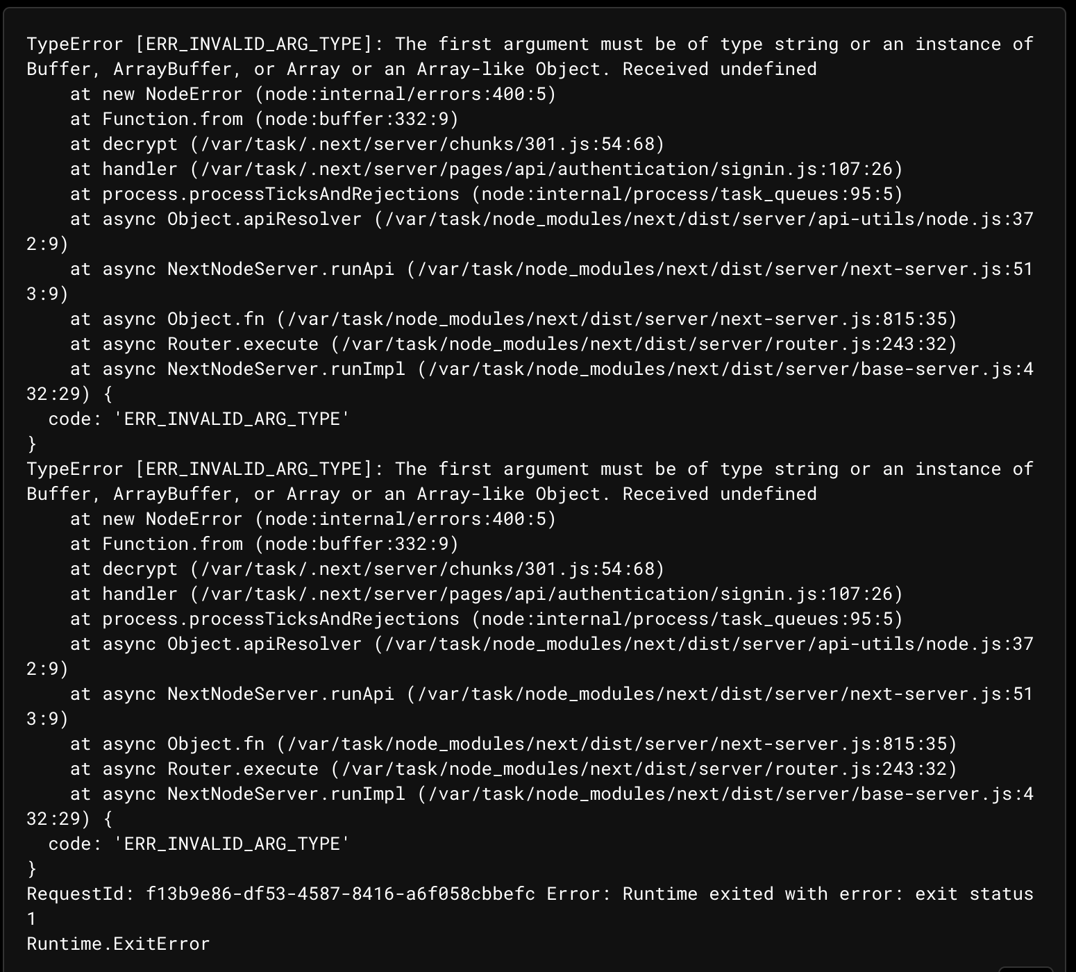 After Deployment Api Route Give Back Code 500 And Error Message Unexpected End Of Json Input