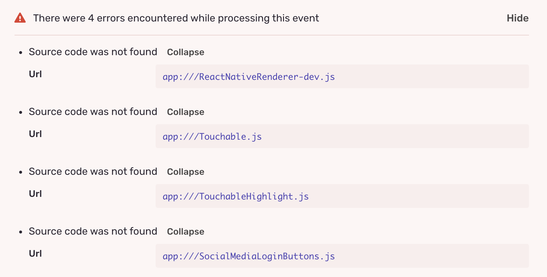 Source code not found with successful CI jobs · Issue #732 · getsentry/sentry-react-native · GitHub