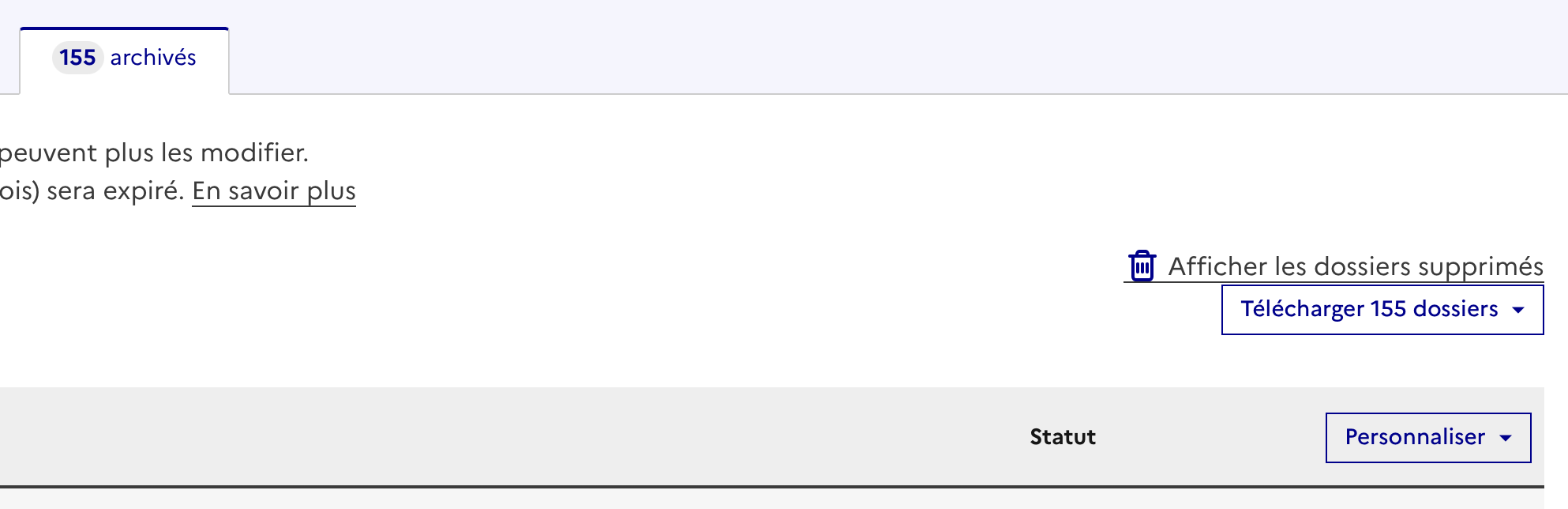 Bouton "Afficher les dossiers supprimés" est mal positionné · Issue ...