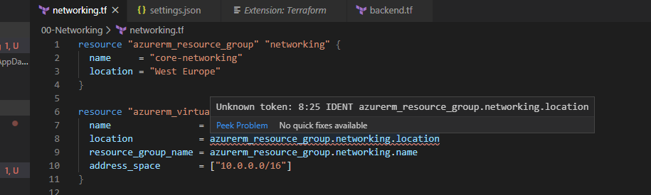 Ident Syntax Error · Issue 294 · Hashicorpvscode Terraform · Github