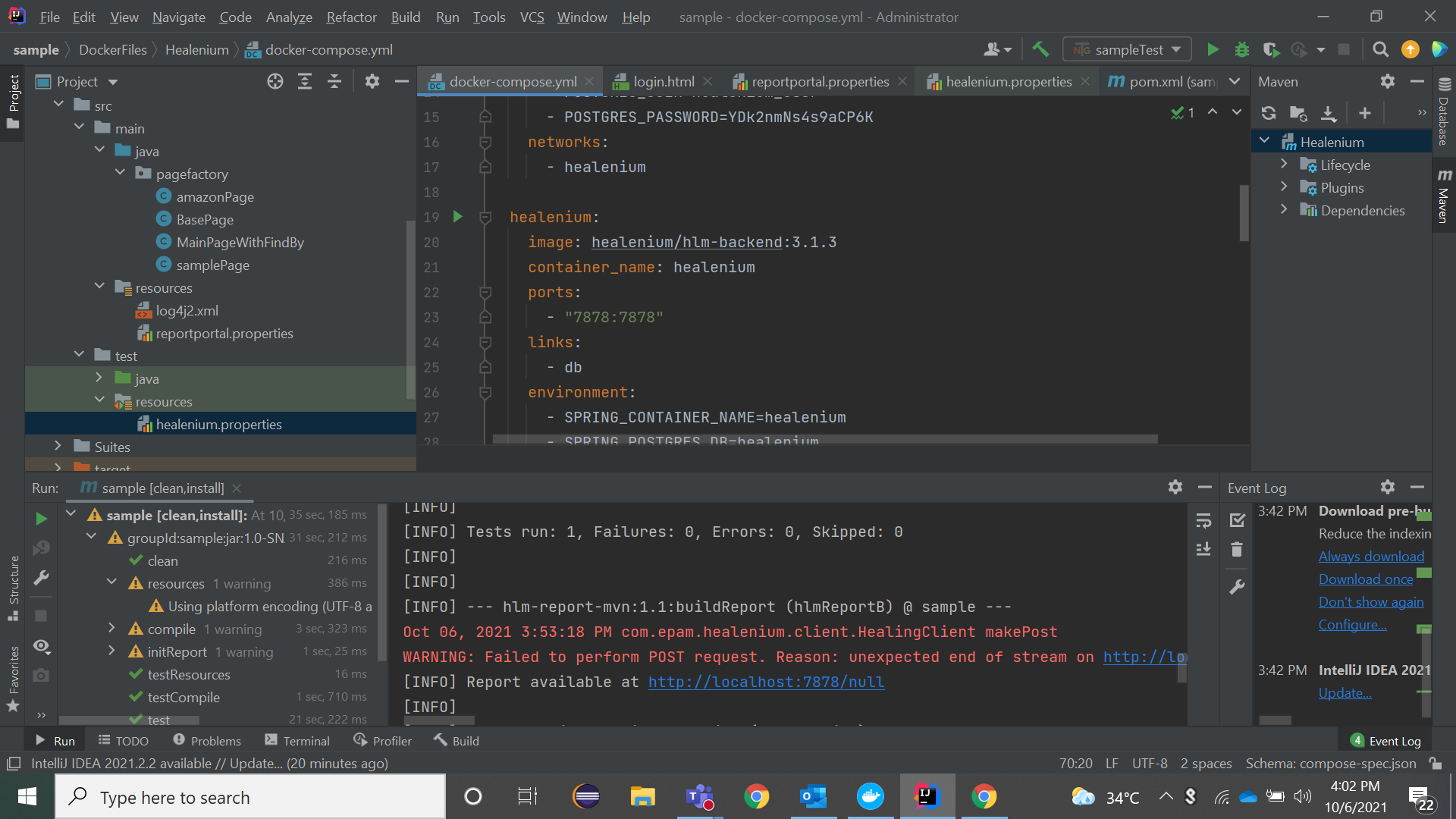 Failed to perform POST request. Reason: unexpected end of stream on ...