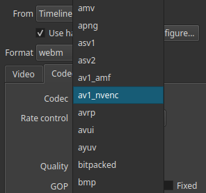 Hardware encoder for AV1 not used even if enabled · Issue #1460 · mltframework/shotcut · GitHub