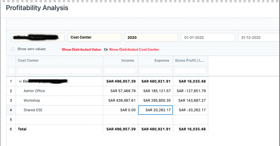 Version-13 Frappe.cloud (Distributed cost center not distributing the cost with assosiated cost ...