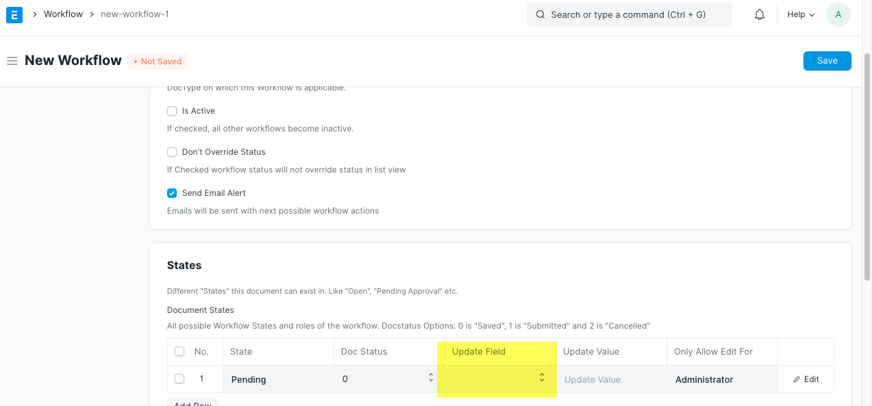 Version- 13 Workflow Update field · Issue #18574 · frappe/frappe · GitHub