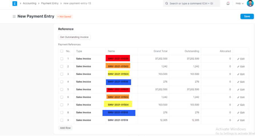 Payment Entry Get Outstanding Invoice Duplicating Invoice In Invoice Table Version 13