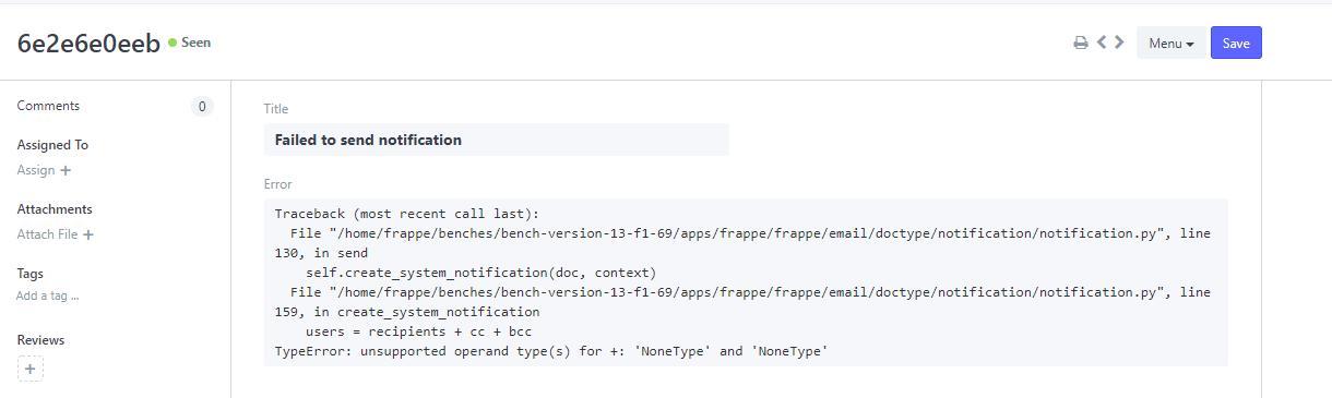 Version -13 (Failed to Send Notification ) · Issue #11490 · frappe ...