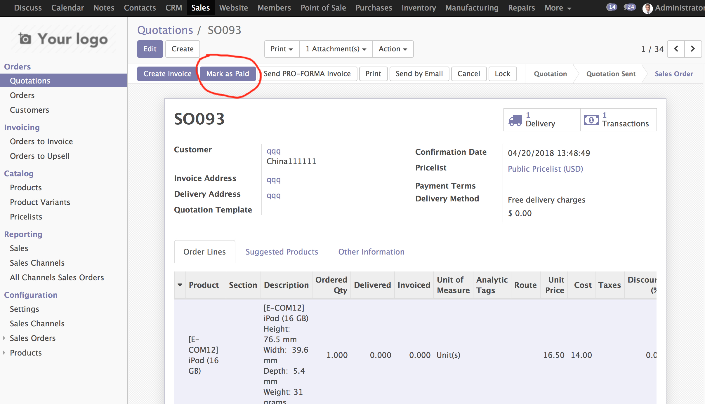 110 Mark As Paid Button Is Always Shown Even The Payment Transaction Is Done · Issue 24335 