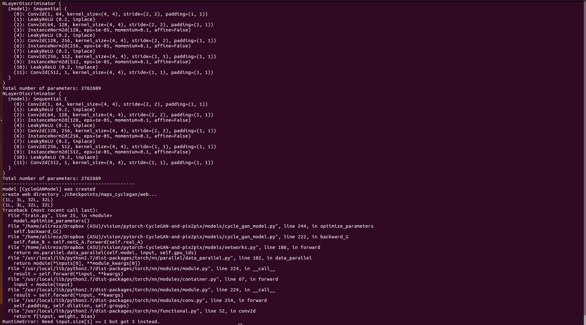 Error while using cyclegan for images with size of channel = 1 (grayscale images) · Issue #98 ...
