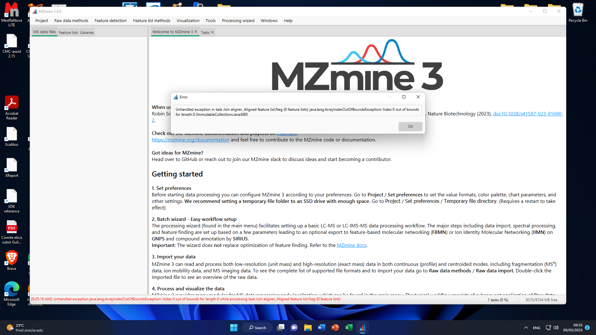 Error on Join aligner (Unhanded exception in task) · Issue #1242 · mzmine/mzmine · GitHub