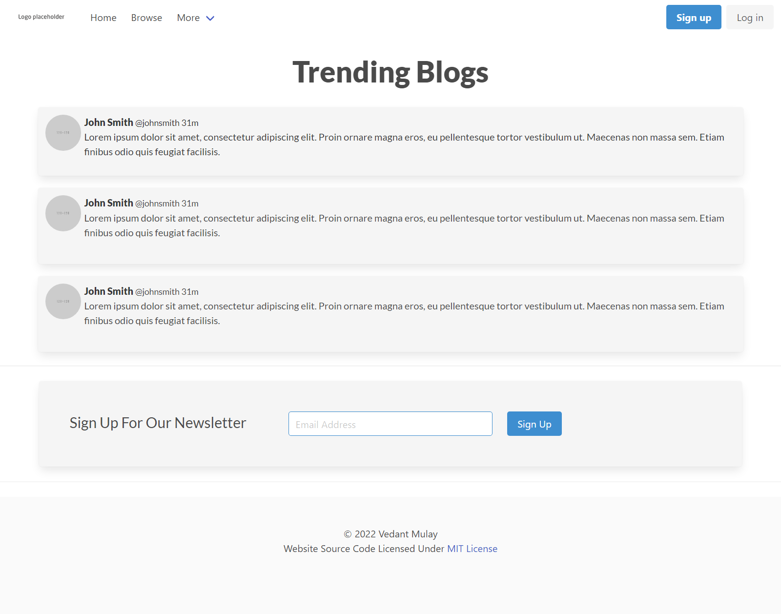 GitHub - VedantMulay/BlogTemplate: A simple blog website template for your website.