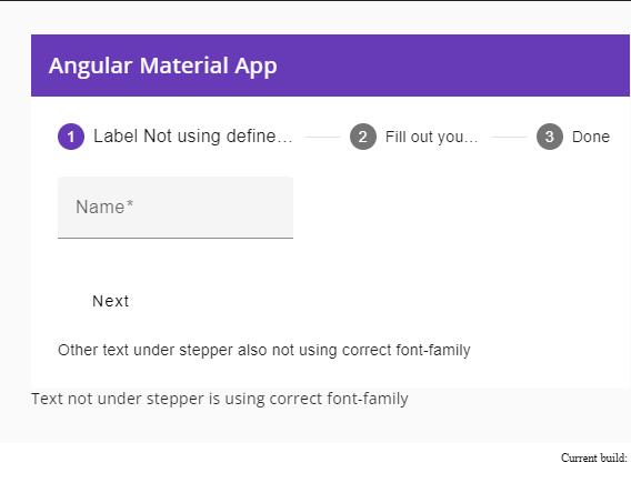 bug(Stepper): Stepper does not respect theme font family · Issue #26567 · angular/components ...