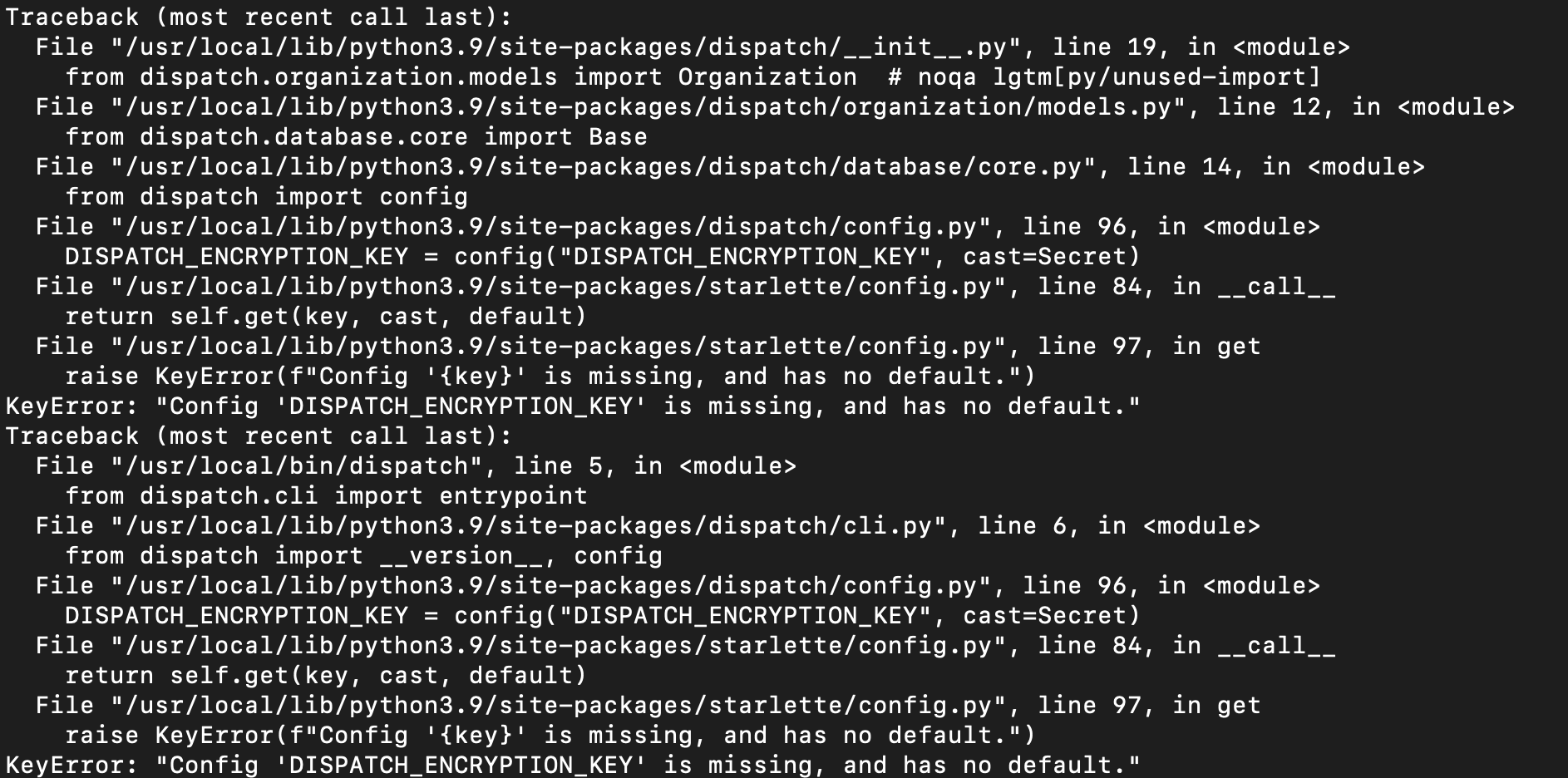 Config 'DISPATCH_ENCRYPTION_KEY' is missing on Docker Run · Issue #2122 · Netflix/dispatch · GitHub