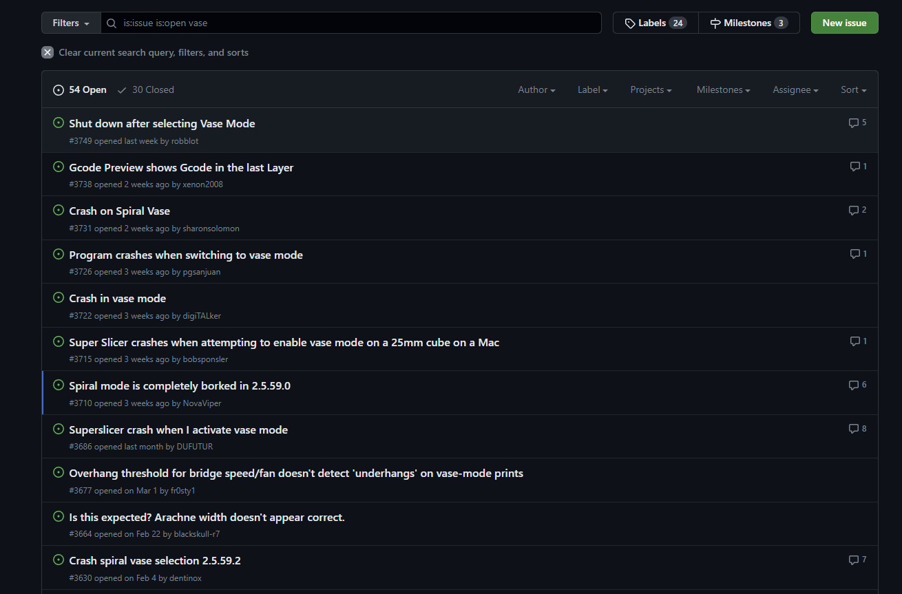 Shut down after selecting Vase Mode · Issue #3749 · supermerill/SuperSlicer · GitHub