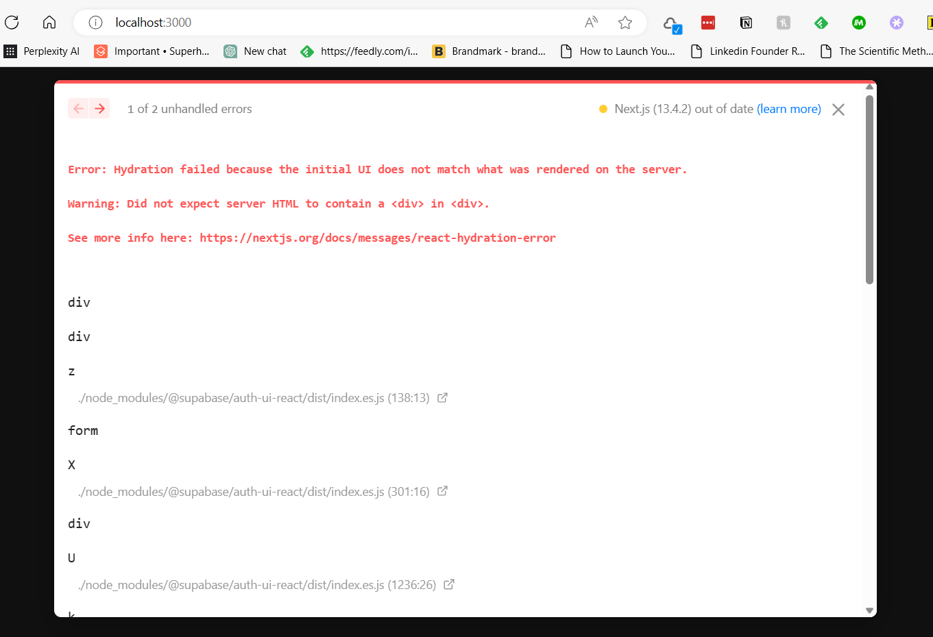 User Management Example Nextjs Is Throwing Hydration Errors · Issue 15881 · Supabasesupabase