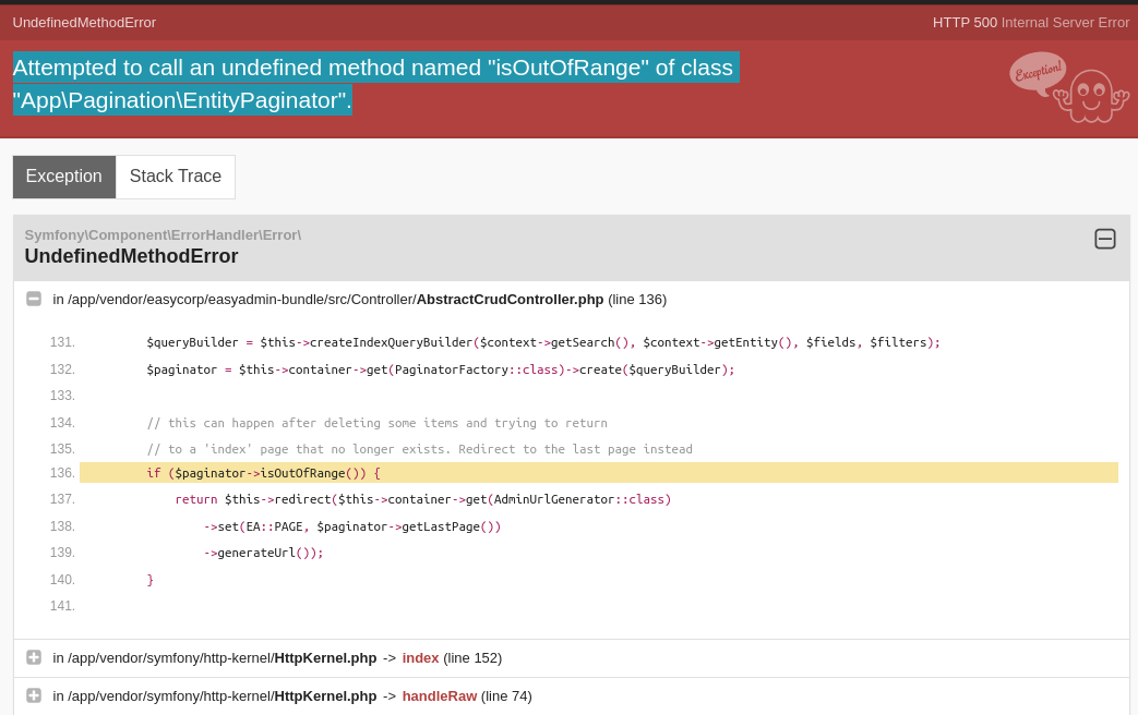Entitypaginator Isoutofrange Is Not Covered By An Interface · Issue 5659 · Easycorp