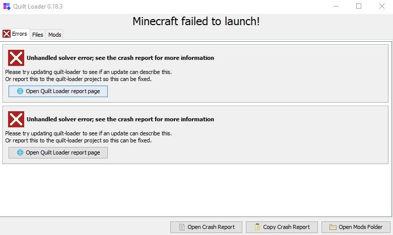 Unhandled solver error · Issue #257 · QuiltMC/quilt-loader · GitHub