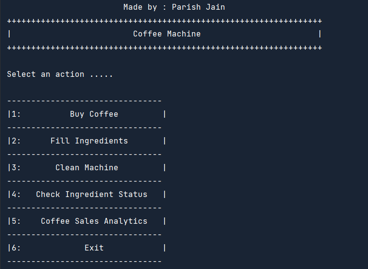 GitHub - officialparishjain/CoffeeMachineSimulator: This project on ...