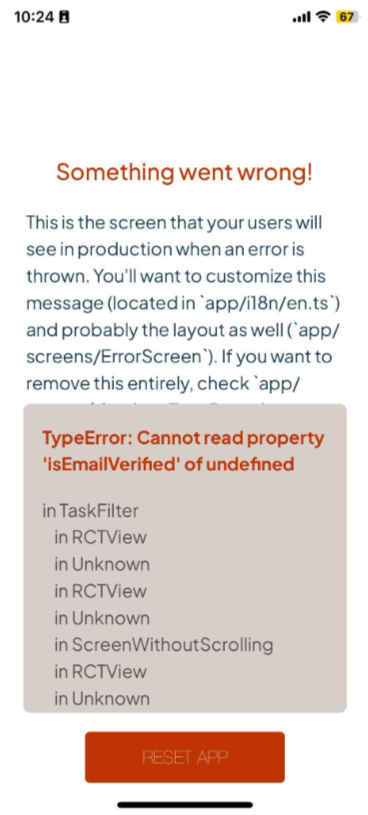 Feature Mobile App Error Screen · Issue 1810 · Ever Coever Teams · Github