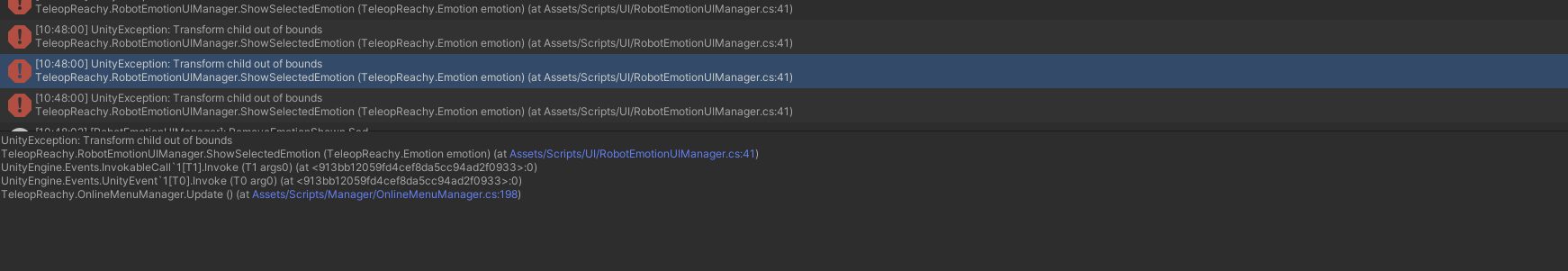 Emotion menu UnityException: Transform child out of bounds · Issue #20 · pollen-robotics ...