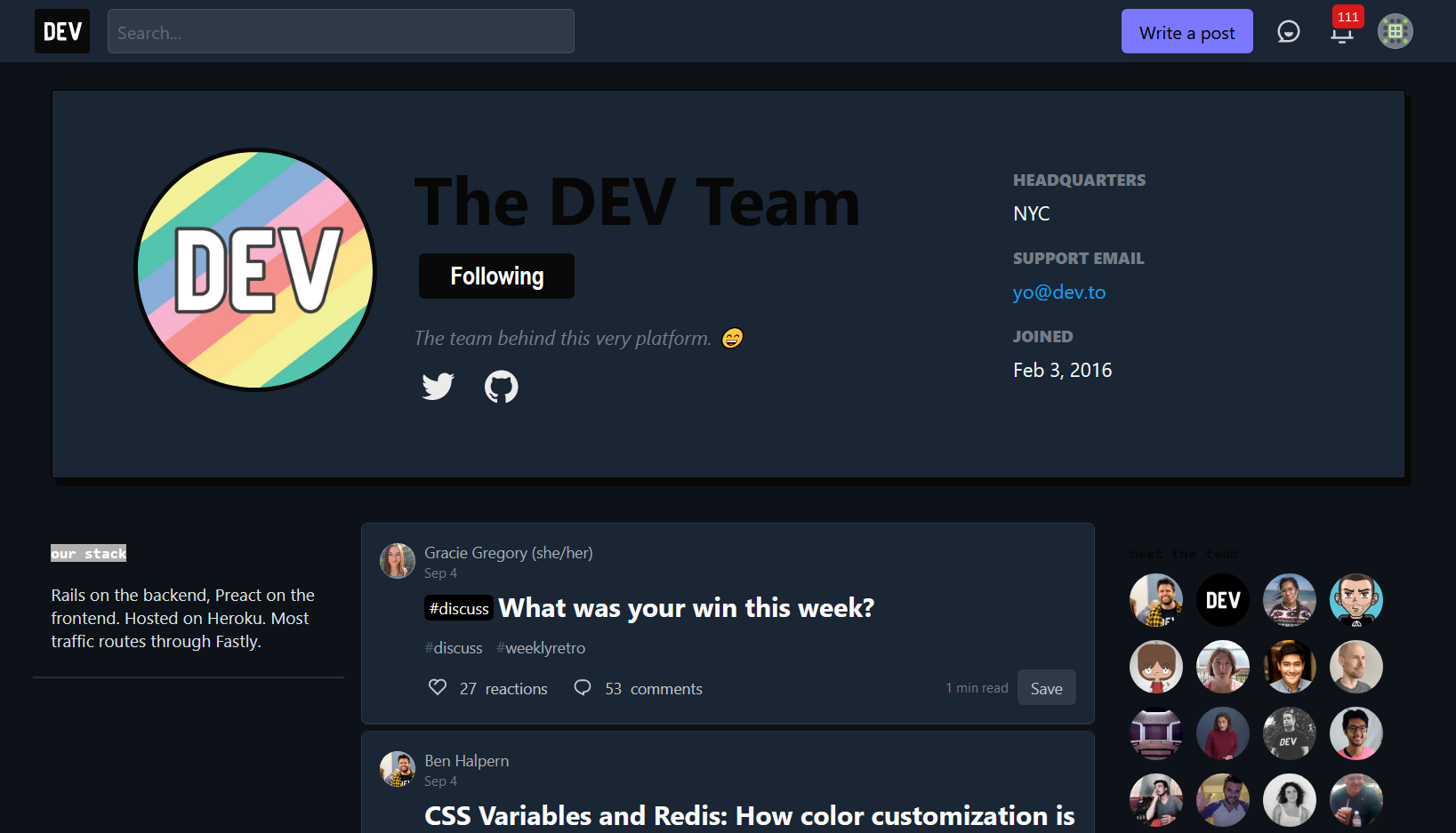 header color not change when visit your (/devteam) profile on night theme · Issue #9780 · forem ...