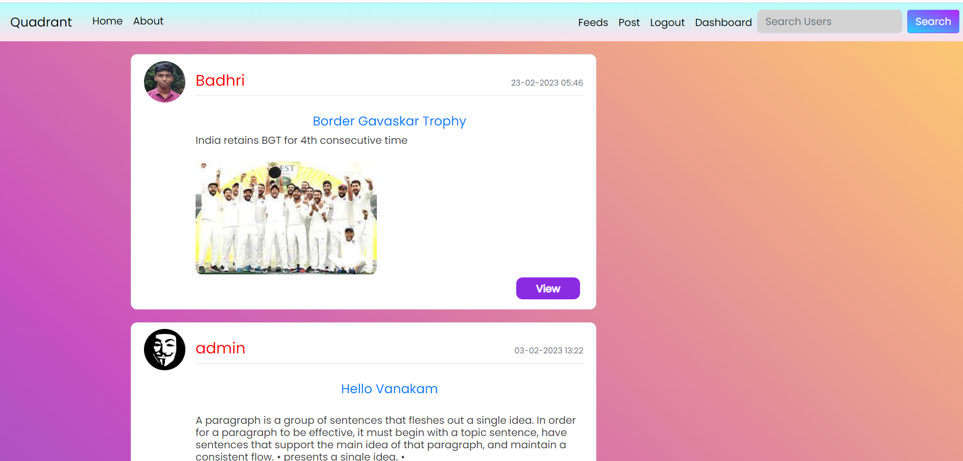 GitHub - Badhri007/Quadrant_social_media_app: Social Media Blog Post App with Images