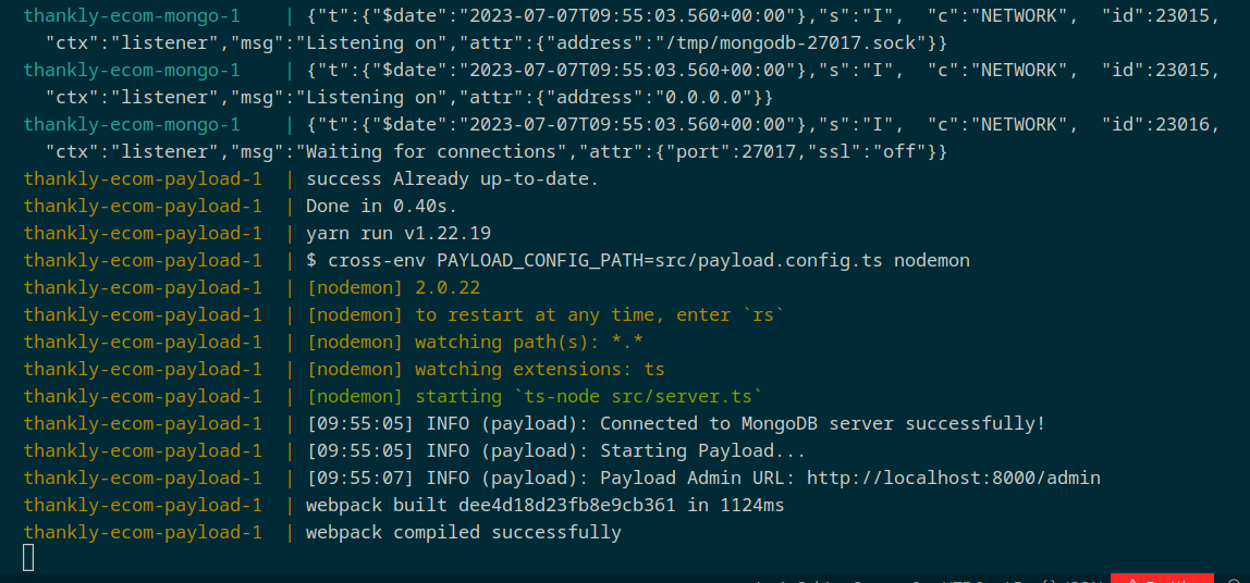 docker-compose up doesnt produce admin/login screen · Issue #9 · payloadcms/template-ecommerce ...