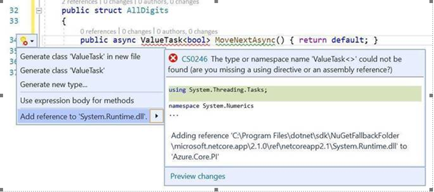 Suggest using of types in referenced Assembly · Issue #34642 · dotnet/roslyn · GitHub