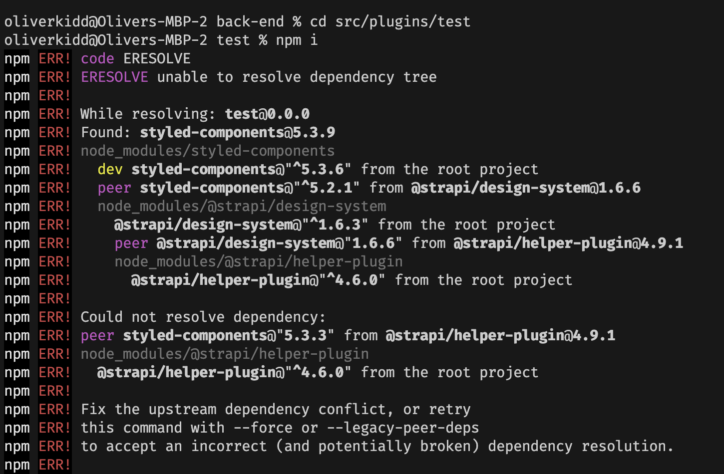 Strapi Generate Plugin Dependency Error · Issue 16419 · Strapistrapi · Github