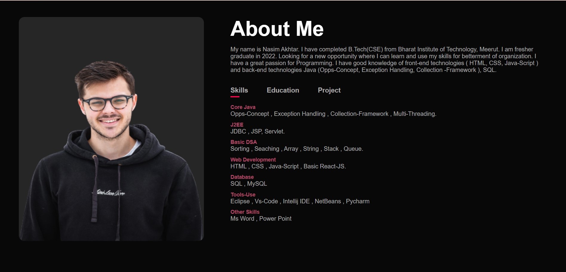 Github Nasim8423portfolio Using Html Css And Javascript Creating