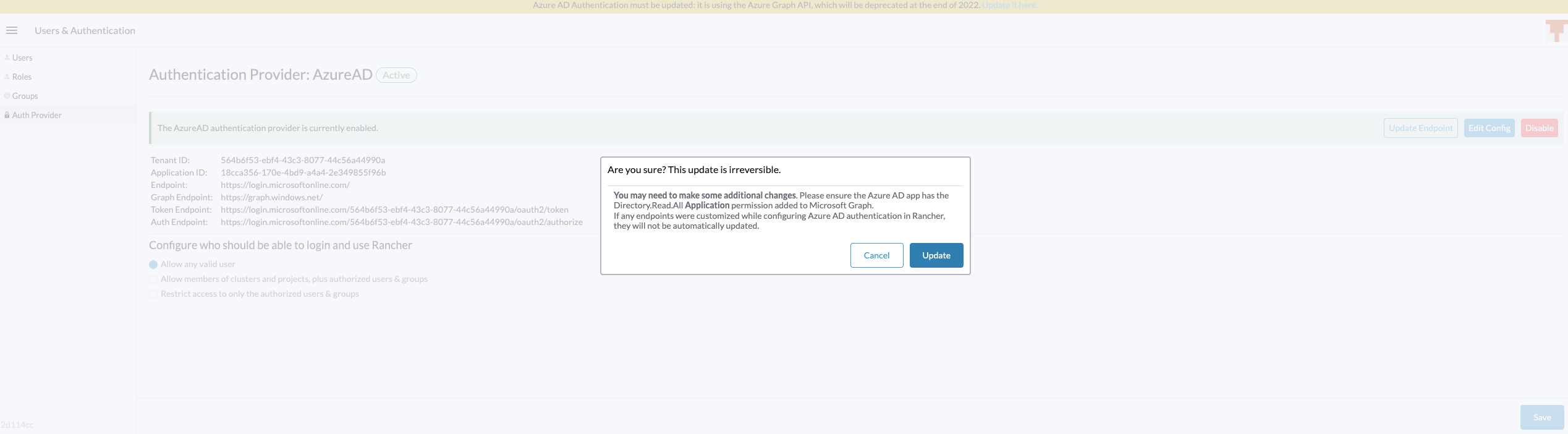 Azure AD - update the modal text for endpoint update · Issue #7317 ...