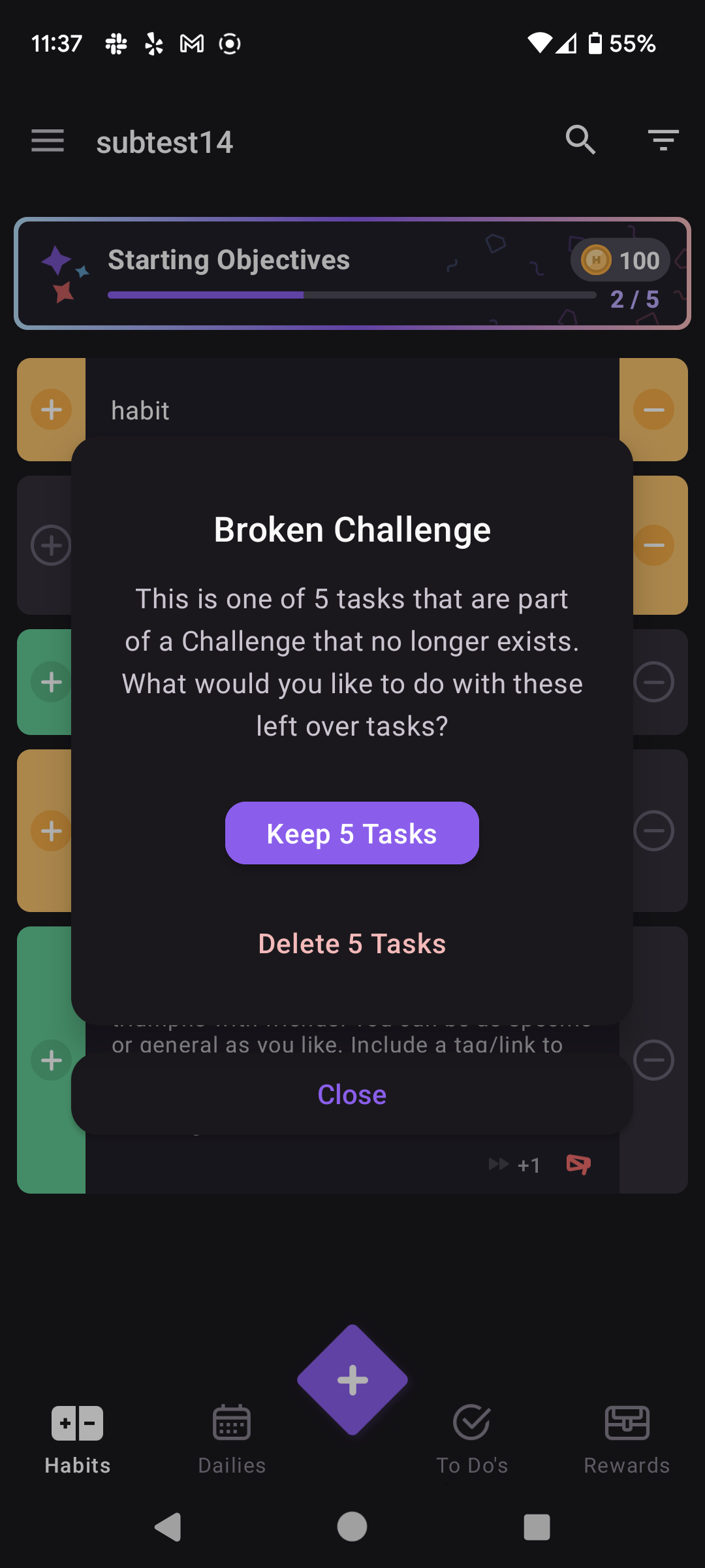 Broken challenge modal should show when trying to edit a task that has the red megaphone · Issue ...
