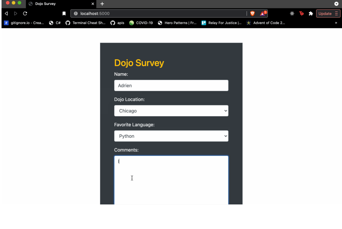 GitHub - theJames-CE/Dojo_Survey