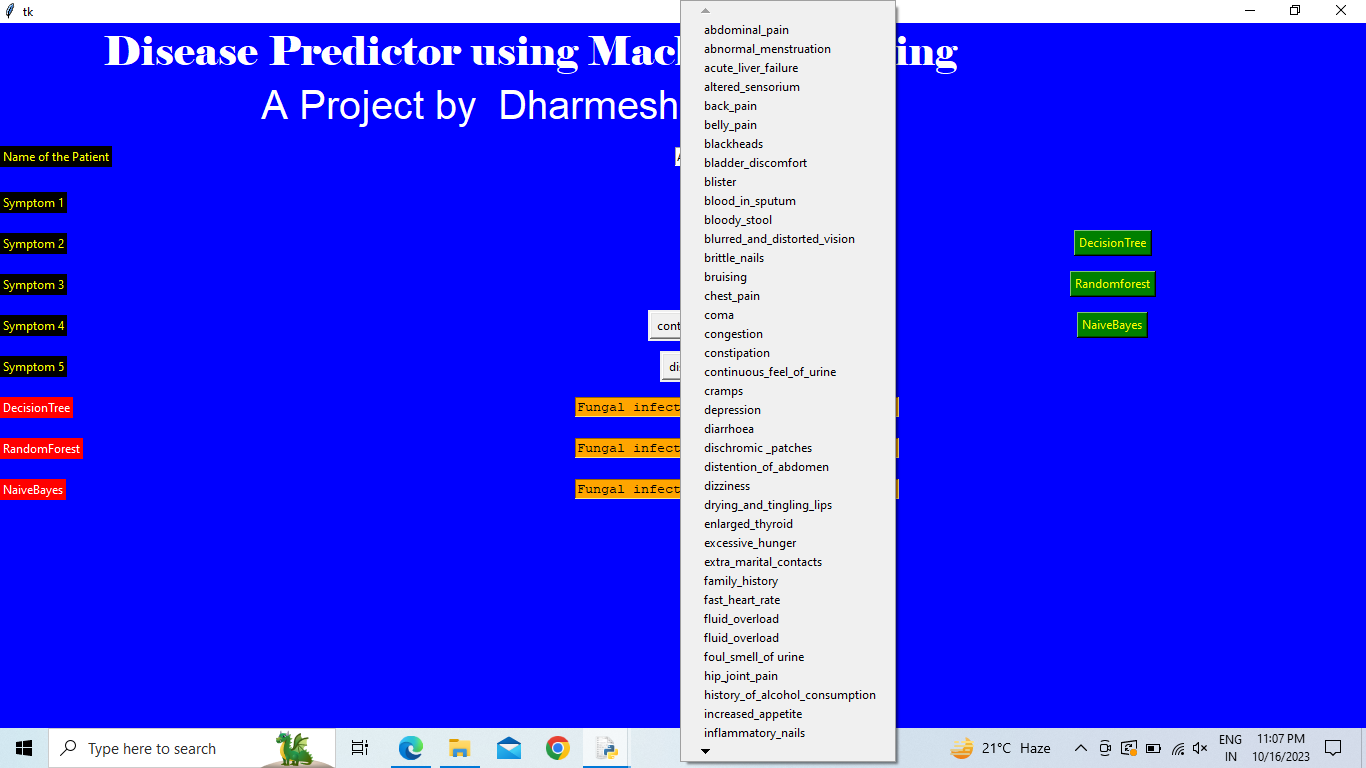 GitHub - Dharmesh71214/Diseases-Prediction-System