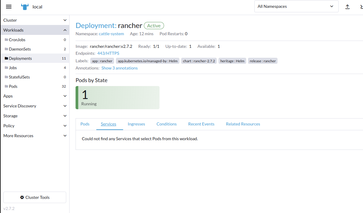 [BUG] Services related to deployment/statefulset are not displayed on rancher UI · Issue #8826 ...