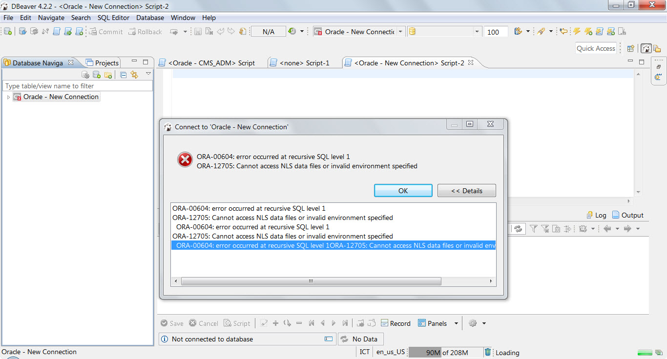 update 4.2.2 connecting Database Oracle return error ORA12705 · Issue ...