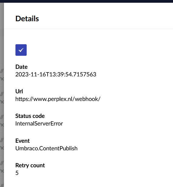 Umbraco 13 Webhook Log Detailview Random Checkbox · Issue 15231