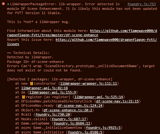 DF Scene Enchancement: v11 broken · Issue #478 · flamewave000/dragonflagon-fvtt · GitHub