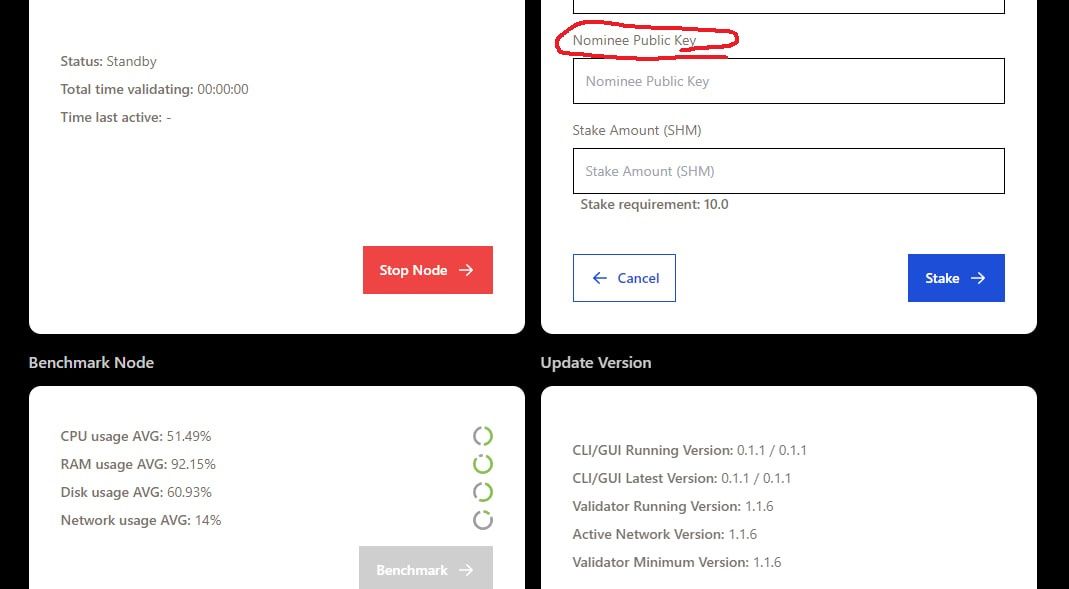 Validator Version 1.1.6 Nominee Public Key For Staking SHM Not Appearing · Issue #300 · shardeum ...