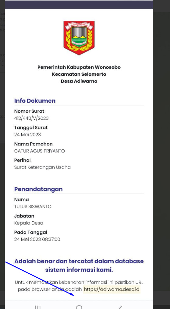 Membedakan Tampilan link hasil Scan QrCode Surat yang di TTE dengan ...