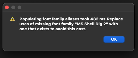 BUG: (MacOS Monterey) No text in settings panel and strange font error ...