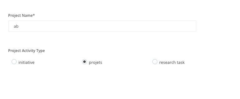 Add project types, 'internal' and 'external', to first step of project workflow · Issue #835 ...