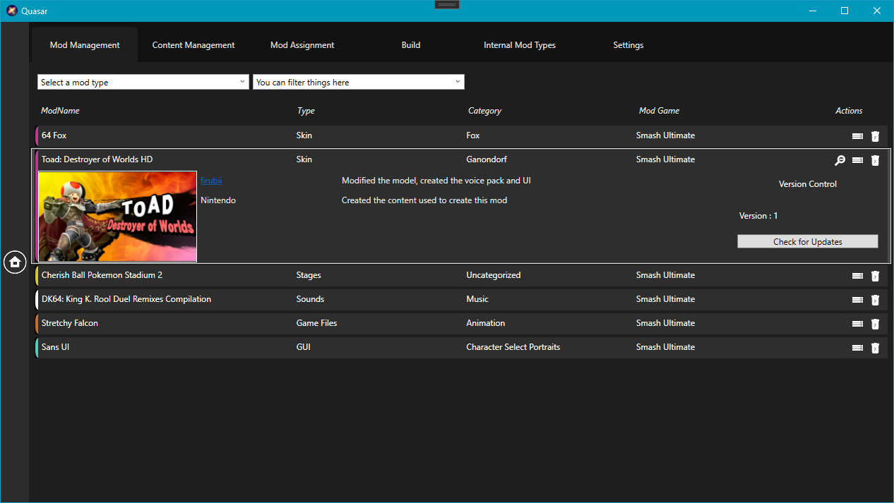 Github Mowjoh Quasar Mod Downloader And Manager For Super Smash Bros