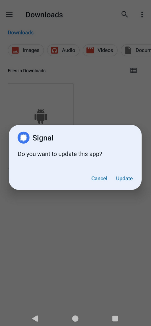 Unexpected package name displayed after updating Signal (Website Distribution Build) via APK ...