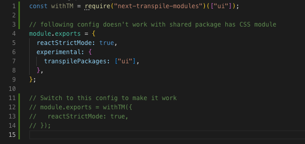 transpilePackages feature doesn't work with CSS modules in shared local packages · Issue #42837 ...