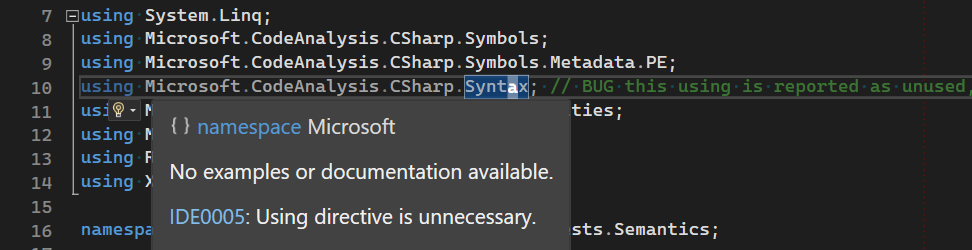 "Unused using" incorrectly reported in IDE · Issue #67473 · dotnet/roslyn · GitHub